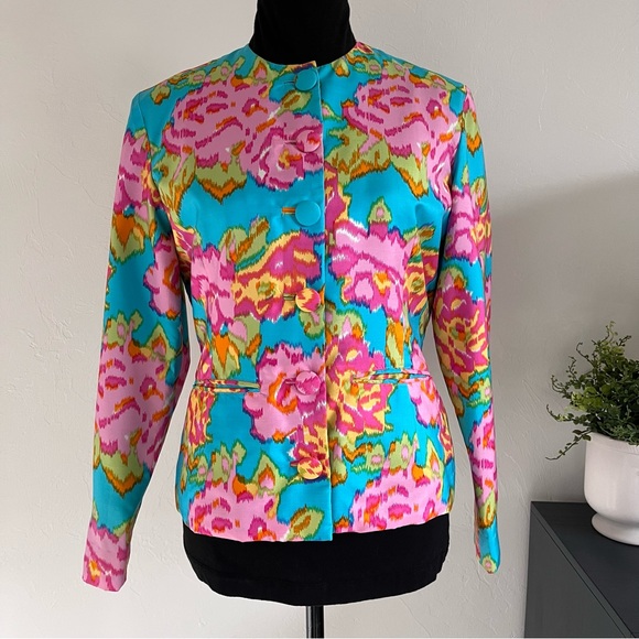 Joan Devin | Jackets & Coats | Vintage Joan Devin Silk Floral Blazer ...